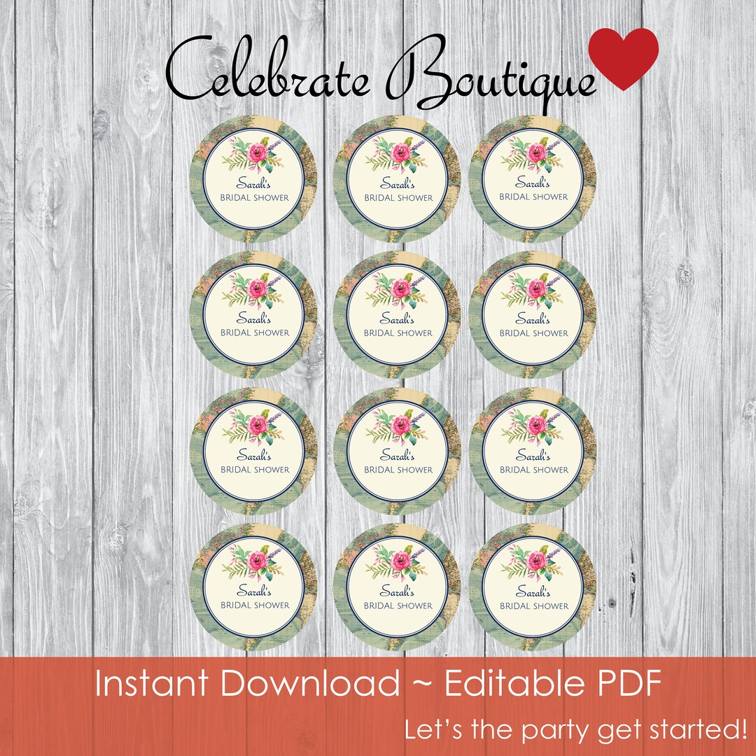Instant Download Vintage Map Travel Editable Tags Bridal - Etsy