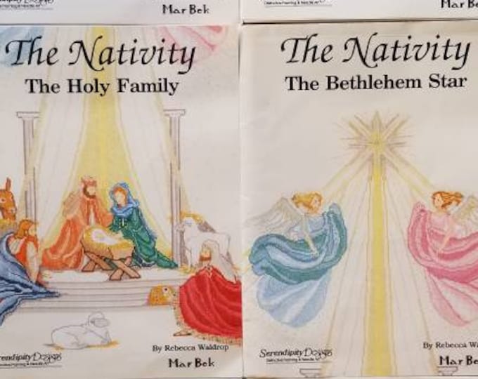 Vintage EUC the Nativity Cross Stitch Patterns Charts Shepherd Boy Holy Family Wisemen Camel ...