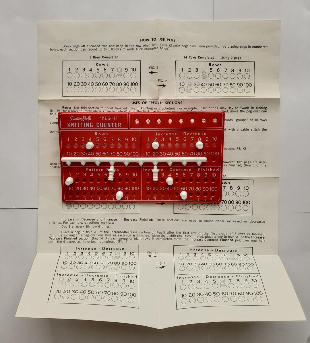 Vintage EUC Susan Bates Peg-it Knitting Counter Crochet Tunisian ...