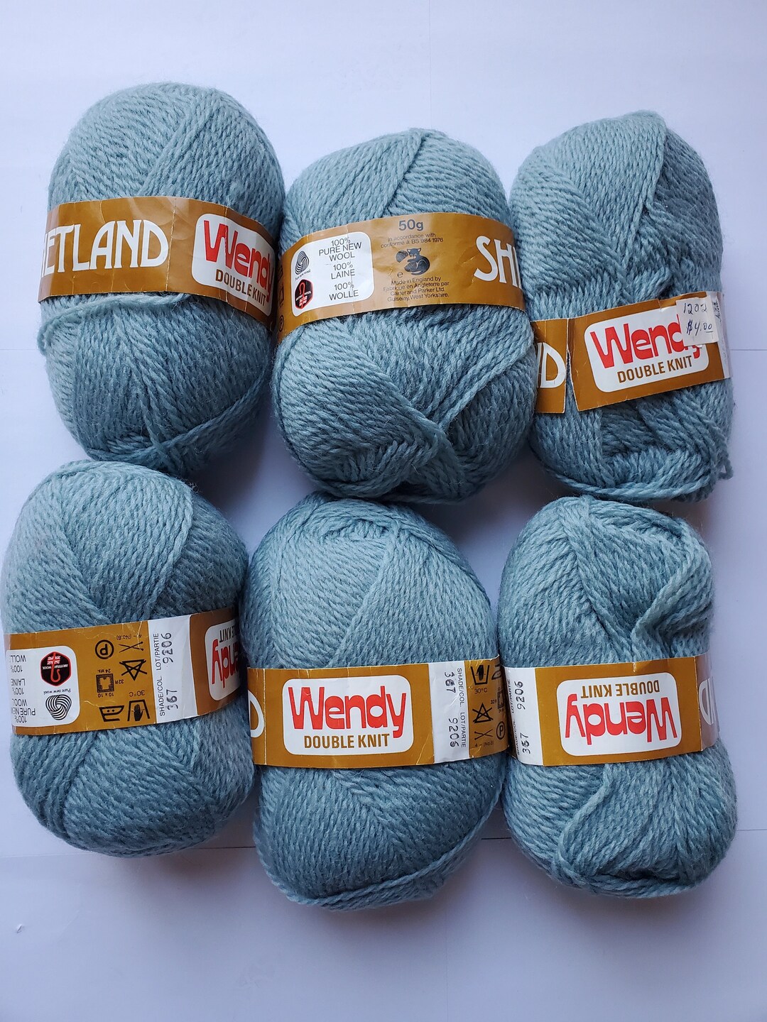 Vintage New Wendy DK Double Knitting Shetland Wool Yarn Lot of 6 Skeins ...