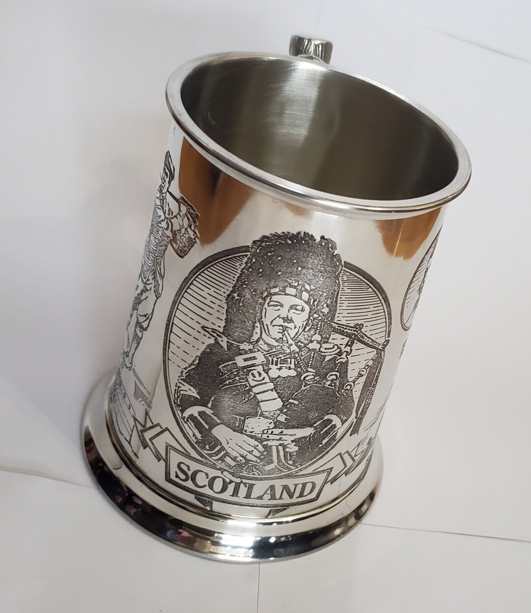 Vintage EUC Unused Piper Pewter Scotland Scottish Tankard Stein Etched ...
