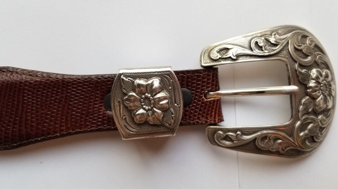 Vintage EUC Near New Tony Lama Western Wear Silver Floral Hardware ...