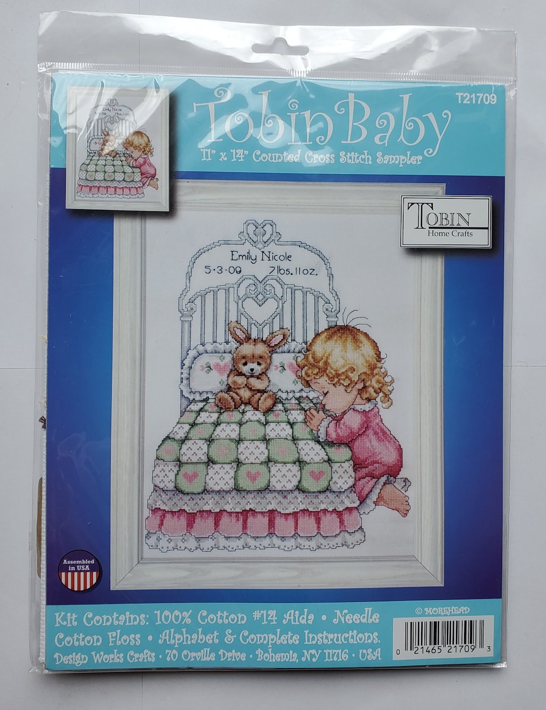 Vintage New NIP Tobin Baby Girl Praying Bedtime Prayers Cross Stitch ...