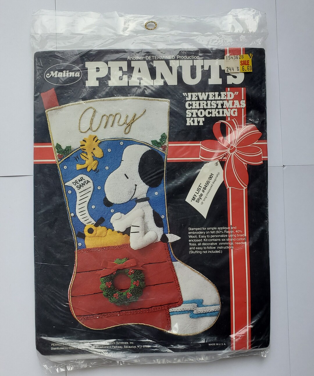 Vintage New NIP Rare Malina Snoopy Woodstock Peanuts Gang Jeweled Felt ...