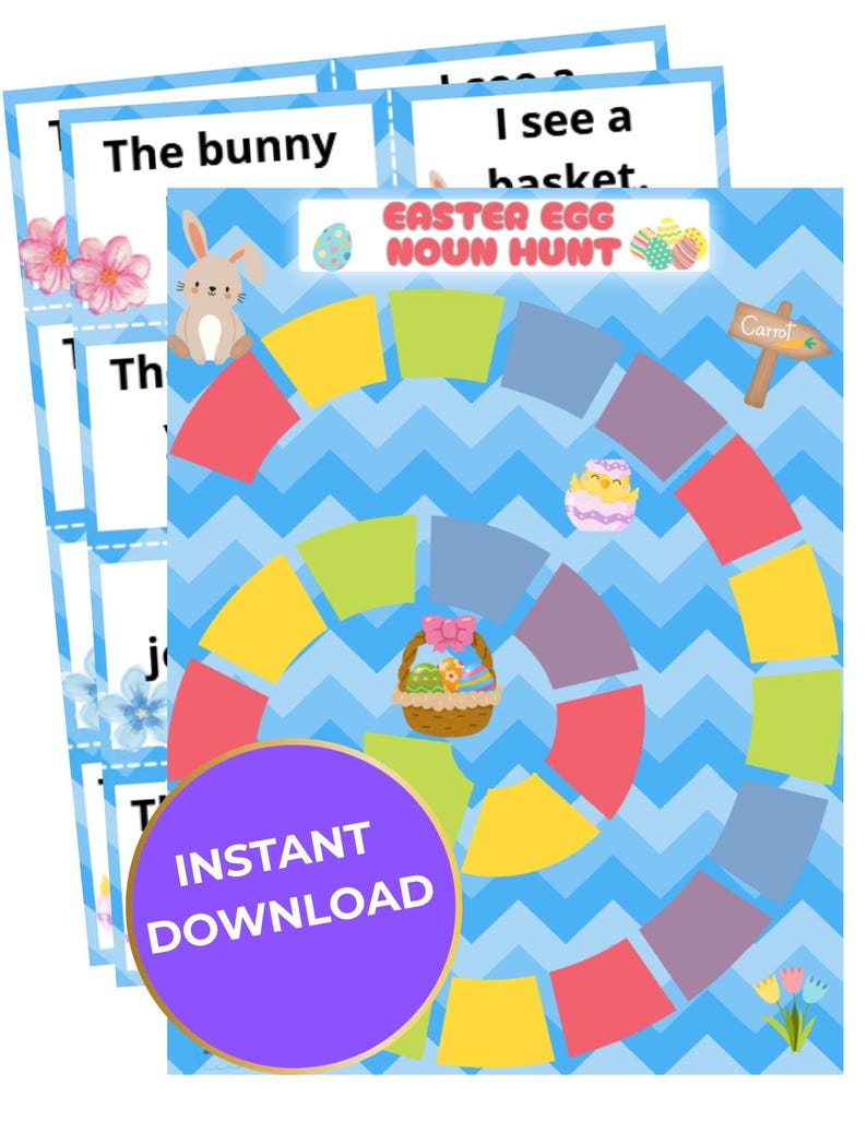 Easter Noun Hunt Board Game – Printable Grammar Activity for Kids ...