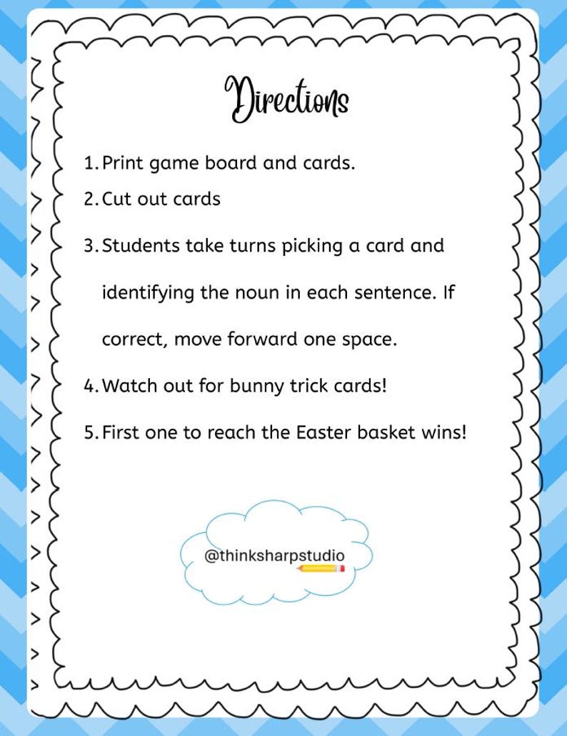 Easter Noun Hunt Board Game – Printable Grammar Activity for Kids ...