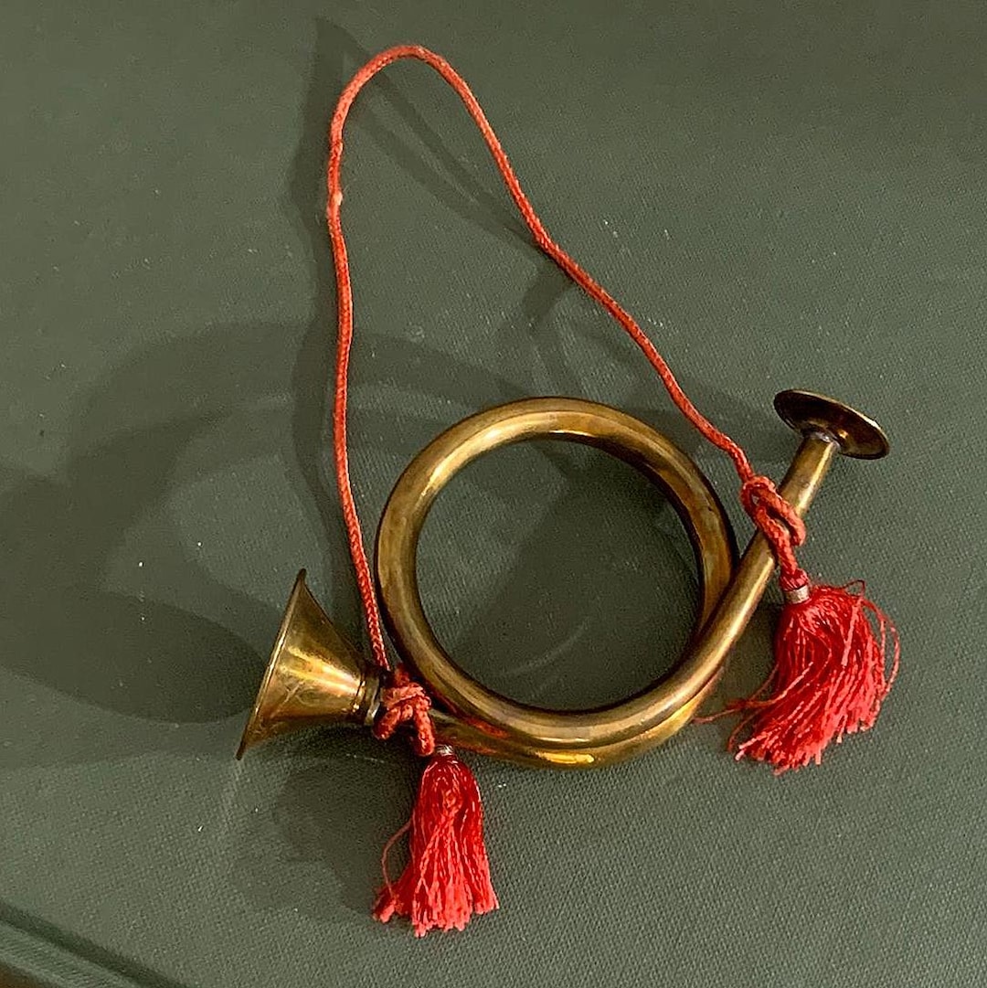 Brass Bugle Horn With Red Tassels: Vintage Mid-century Christmas ...