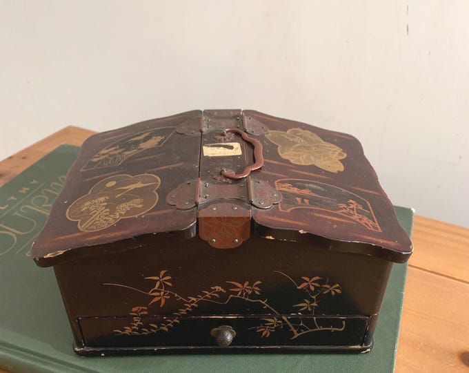 Asian Jewelry Box With Drawer and Unique Flip Top Lid - Floral & Bird ...