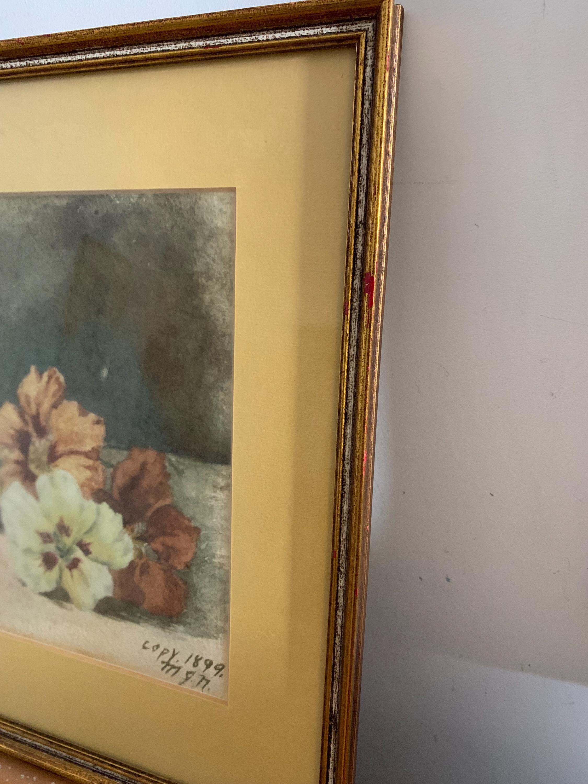 Floral Print in Gold Frame, Vintage Botanical Wall Art, Victorian Style ...
