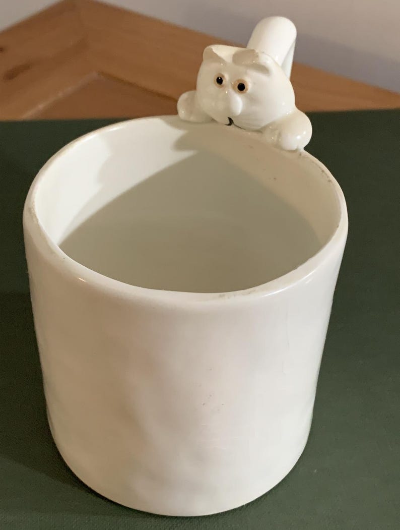 Vintage Catnap Mug: Ceramic Cat Handle, Fish Surprise - Etsy
