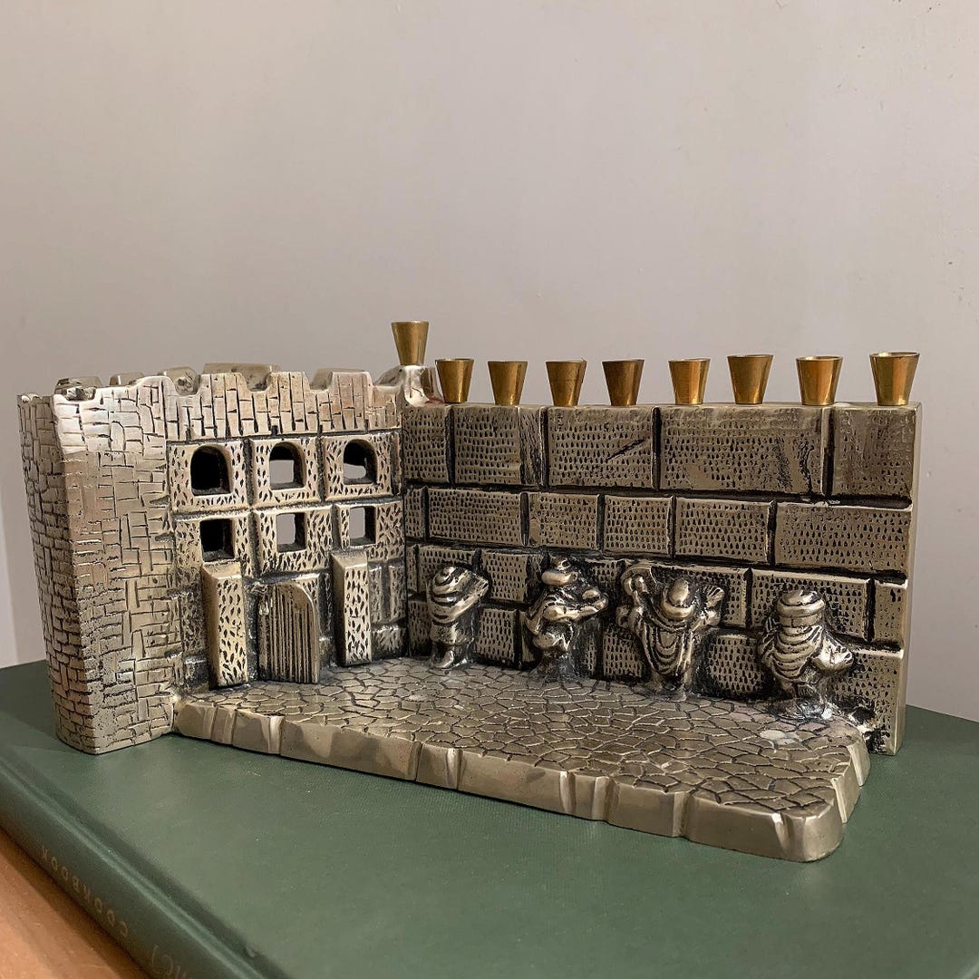Menorah, Western Wall or Wailing Wall – Cast Metal Kotel With ...
