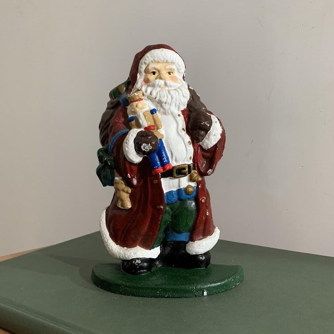 Vintage Cast Iron Santa Claus Doorstop: Hand-painted Christmas Decor - Etsy