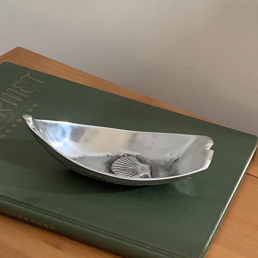Cast Aluminum Shell Serving Dish • Coastal Nautical Trinket Bowl ...