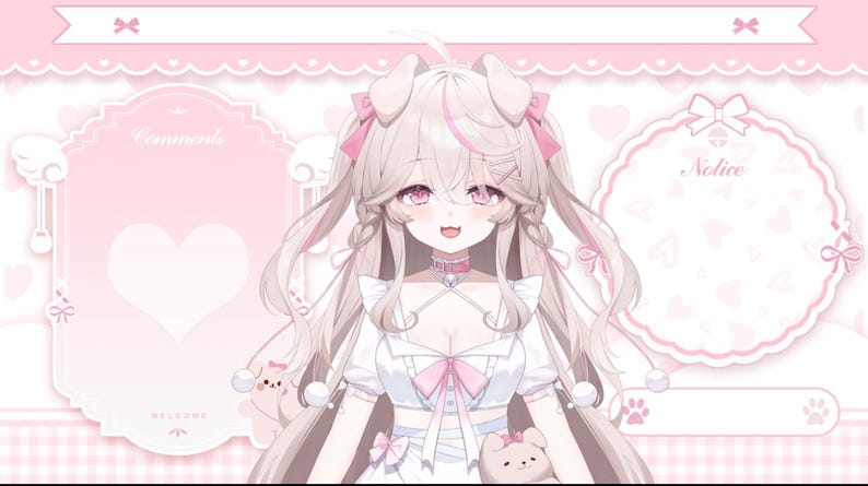 LIVE 2D Model Pink Puppy Girl Vtuber Model for Sell [premade Vtuber ...