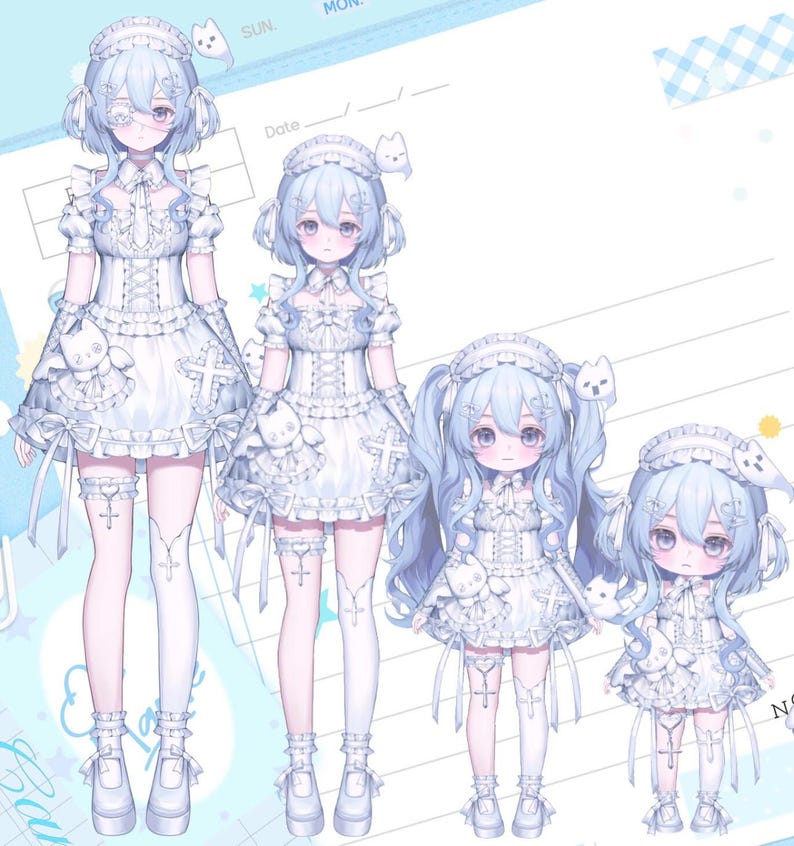 LIVE 2D Model Blue Ghost Girl Vtuber Model for Sell [premade Vtuber ...