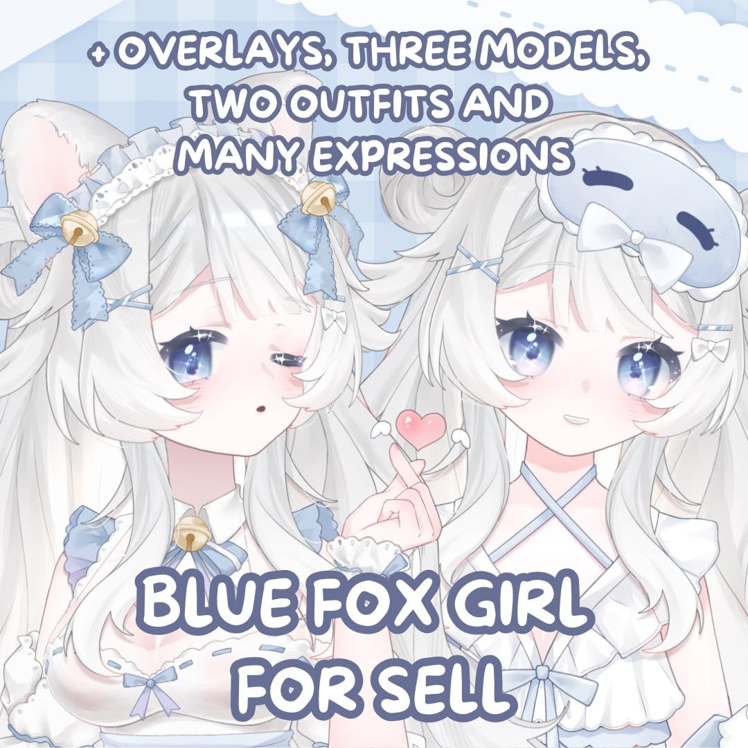 LIVE 2D Model Blue Fox Maid Vtuber Model for Sell [premade Vtuber Model ...
