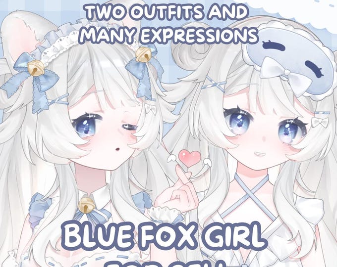 LIVE 2D Model Blue Puppy Maid Vtuber Model for Sell [premade Vtuber ...