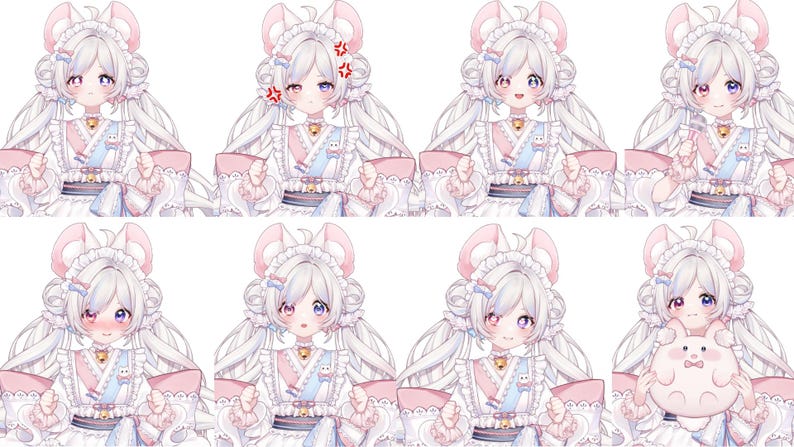 LIVE 2D Model Mouse Maid Vtuber Model for Sell [premade Vtuber Model ...