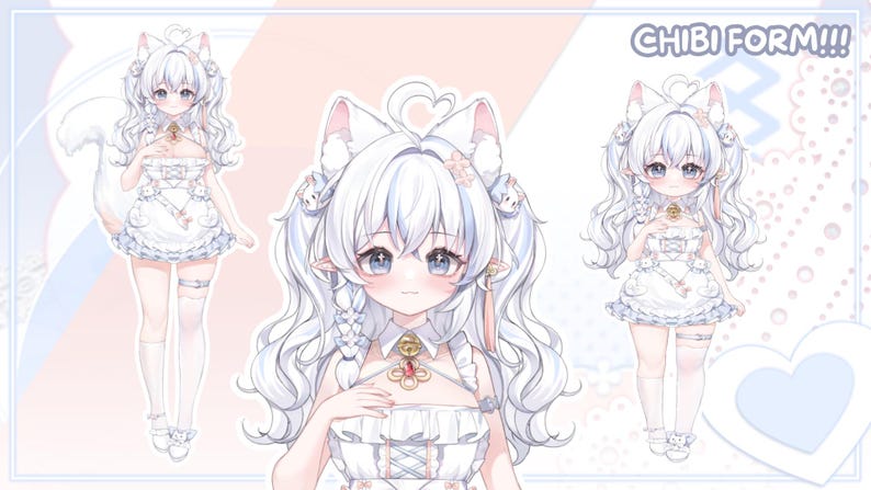 Modelo 2D AO VIVO Blue Cat Maid Vtuber para venda [Modelo Vtuber pré ...