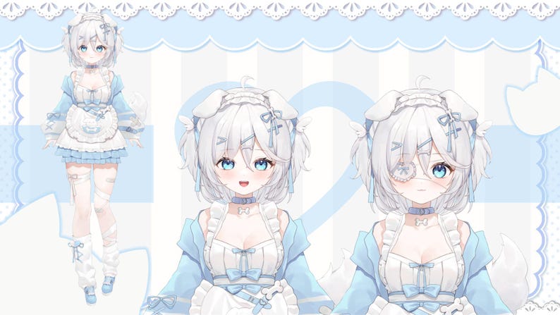 LIVE 2D Model Blue Puppy Girl Vtuber Model for Sell [premade Vtuber ...