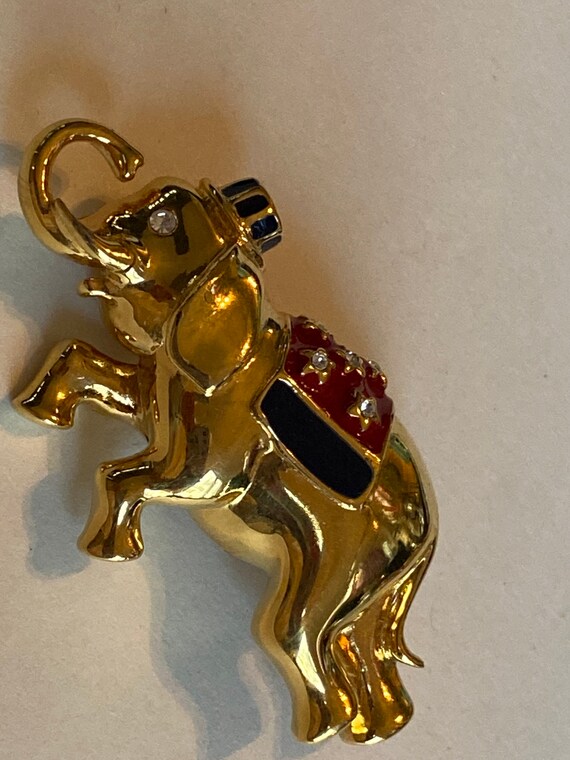 Vintage Monet Republican Elephant Red Blue Enamel wit… - Gem