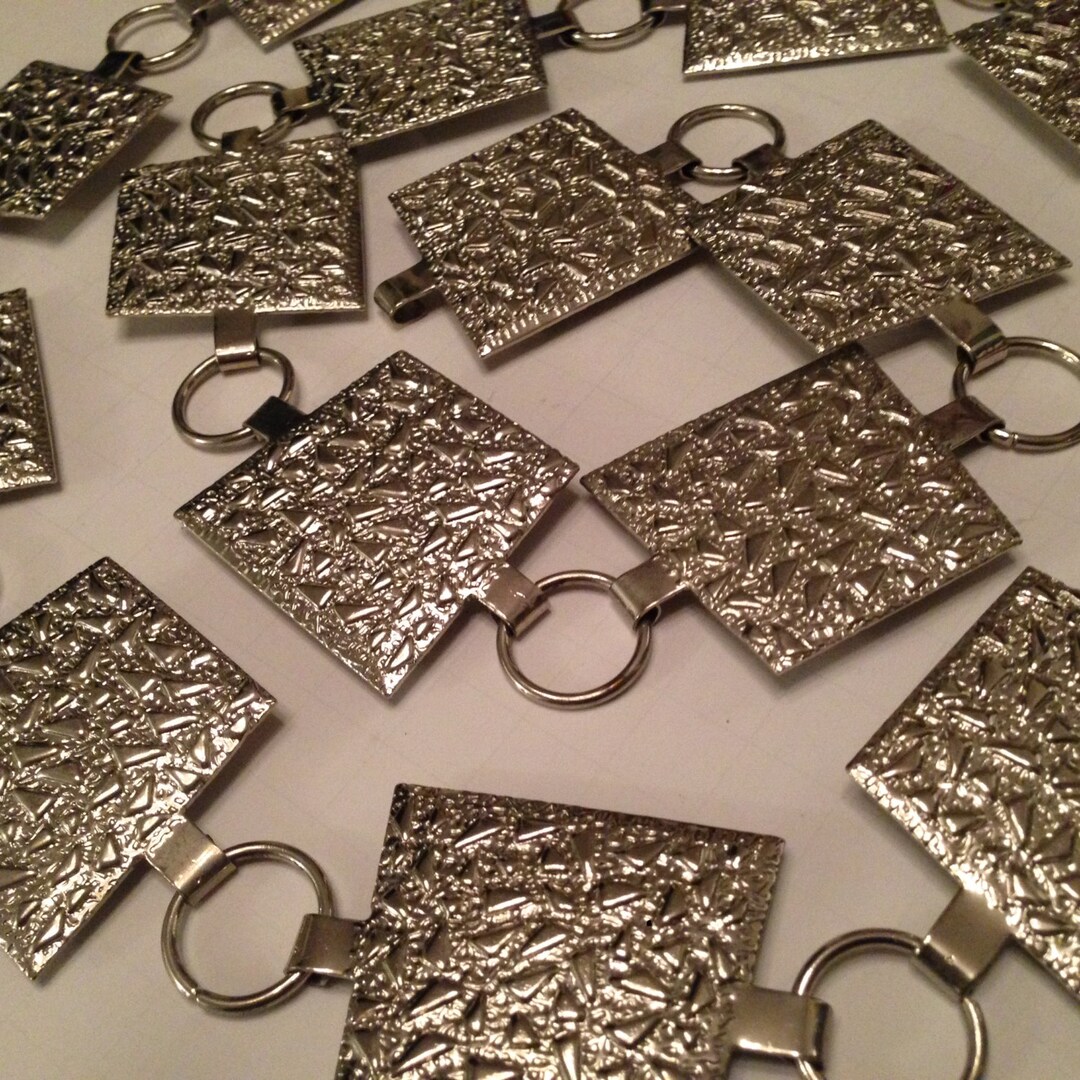 Vintage MOD Abstract Textured Silver Tone Funky Chain Link Belt Made in ...