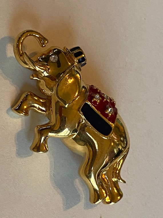 Vintage Monet Republican Elephant Red Blue Enamel wit… - Gem