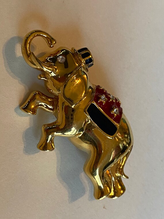 Vintage Monet Republican Elephant Red Blue Enamel wit… - Gem