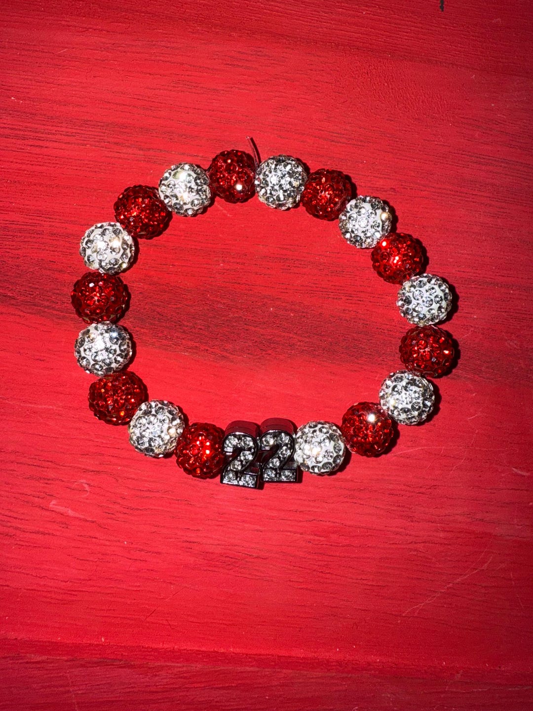 Bracelet- Red and White Rhinestone Bracelet With Numbers 1-999 - Etsy