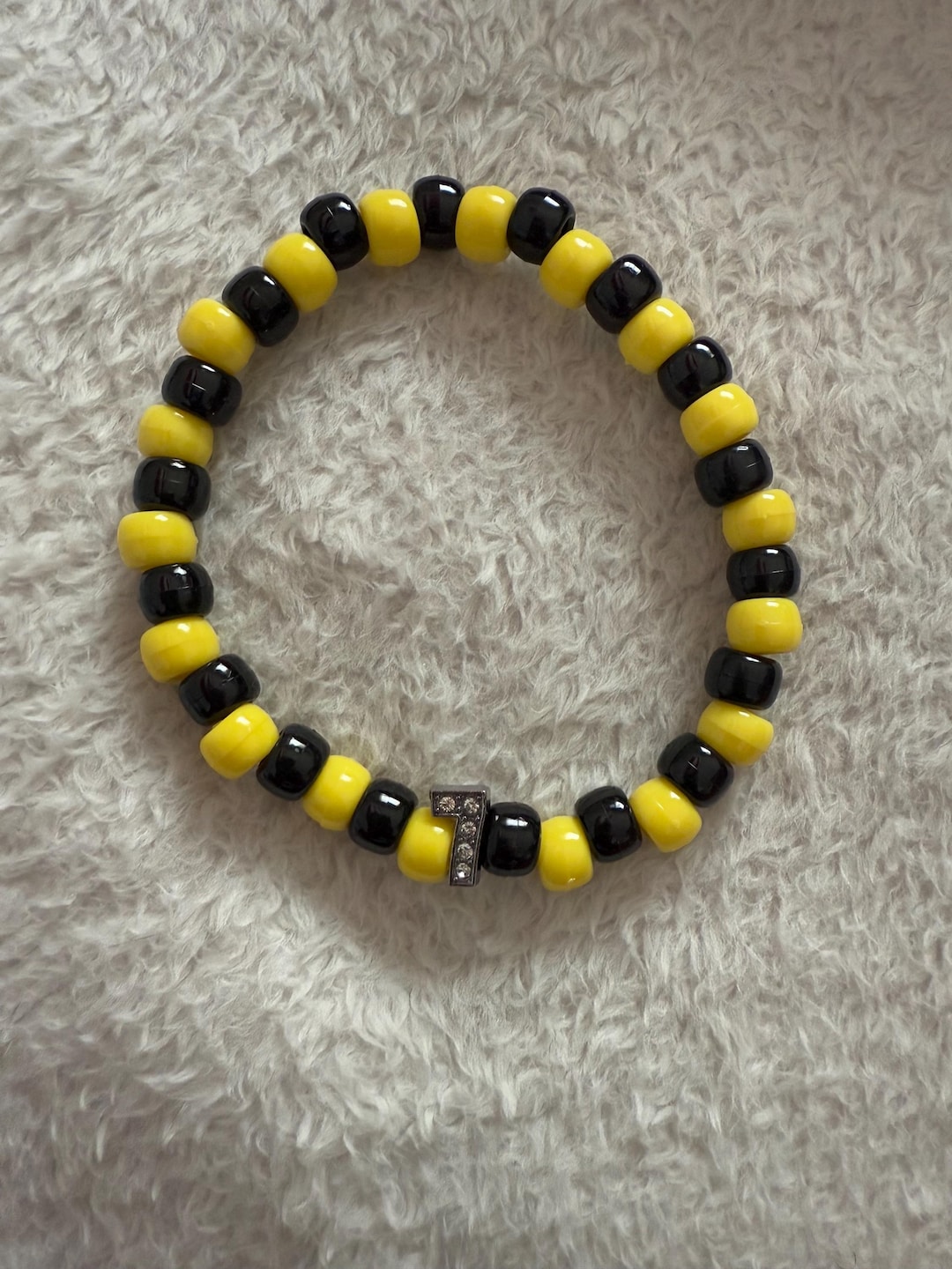 Fraternity Line Number Bracelet-black and Gold Beads-personalizable ...
