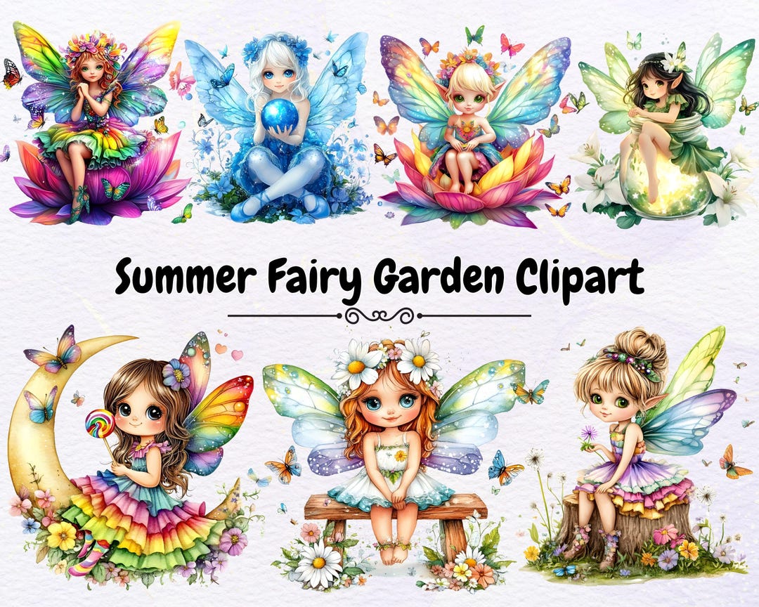 Watercolor Summer Fairy Clipart PNG, Whimsical Sunflower & Fruit ...