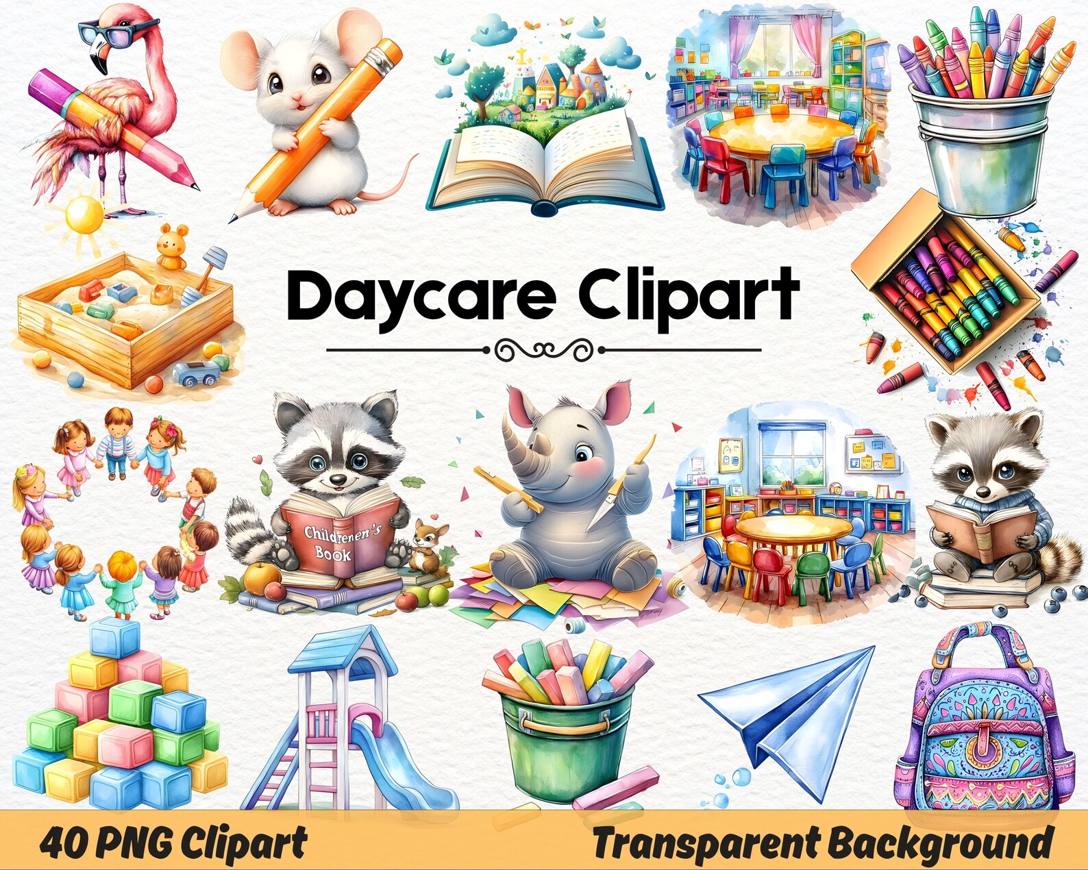 Daycare Clipart, Happy Back to School Clipart Bundle, Teacher Kids ...