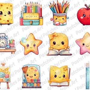 Kawaii School Clipart, Cute School Supplies, Back to School Clipart ...