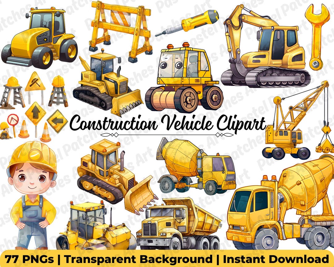 Construction Vehicle Clipart | Watercolor Art for Kids & Parties ...