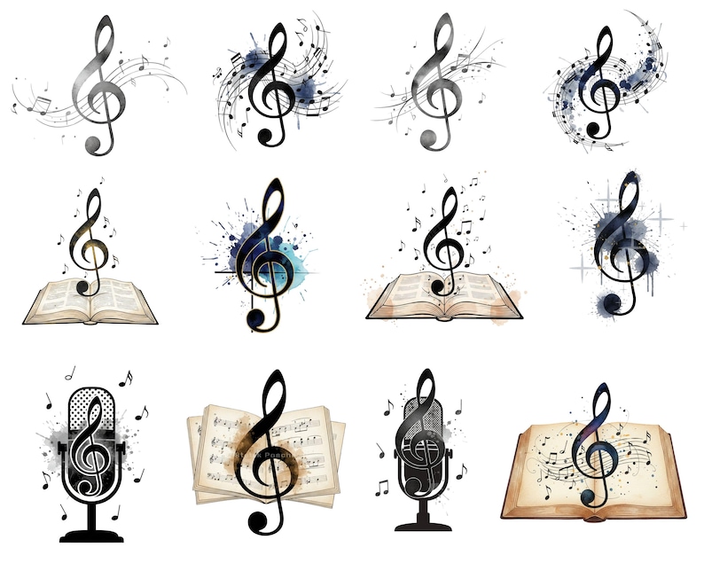 50+ Choir Vocal Music Notes Clipart | Singing Musical Notes PNG Bundle ...