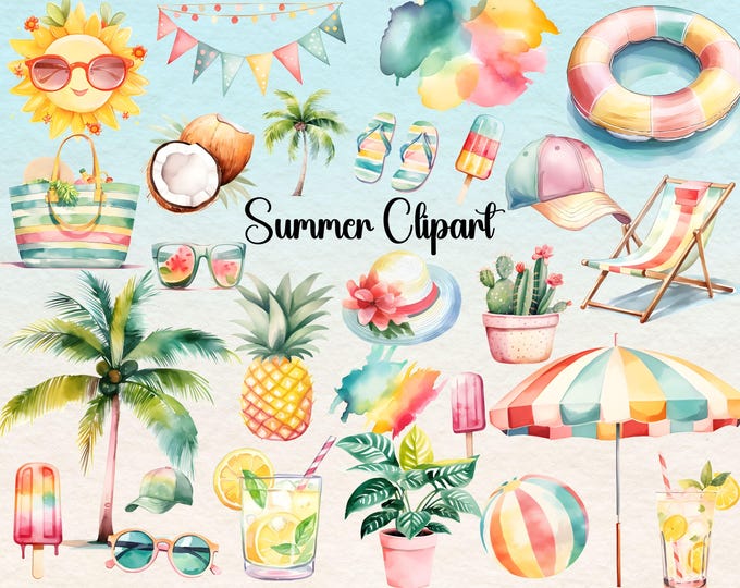 Beach Day Clipart Bundle, Beach Pngs, Kids Clipart, Summer Clipart ...