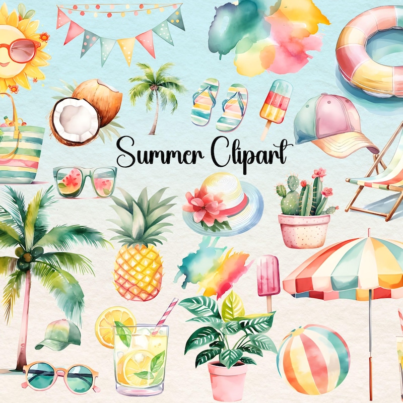Hello Summer Clipart - Etsy