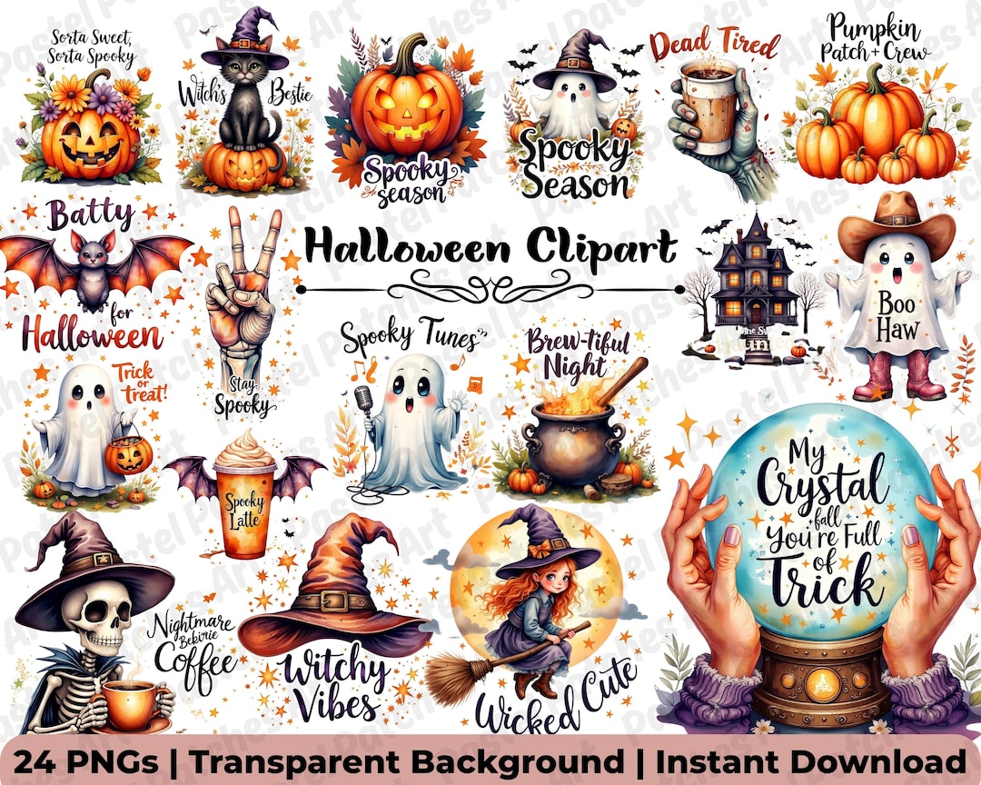35+ Halloween Clipart PNG | Cute Ghosts & Pumpkins | Spooky Art ...