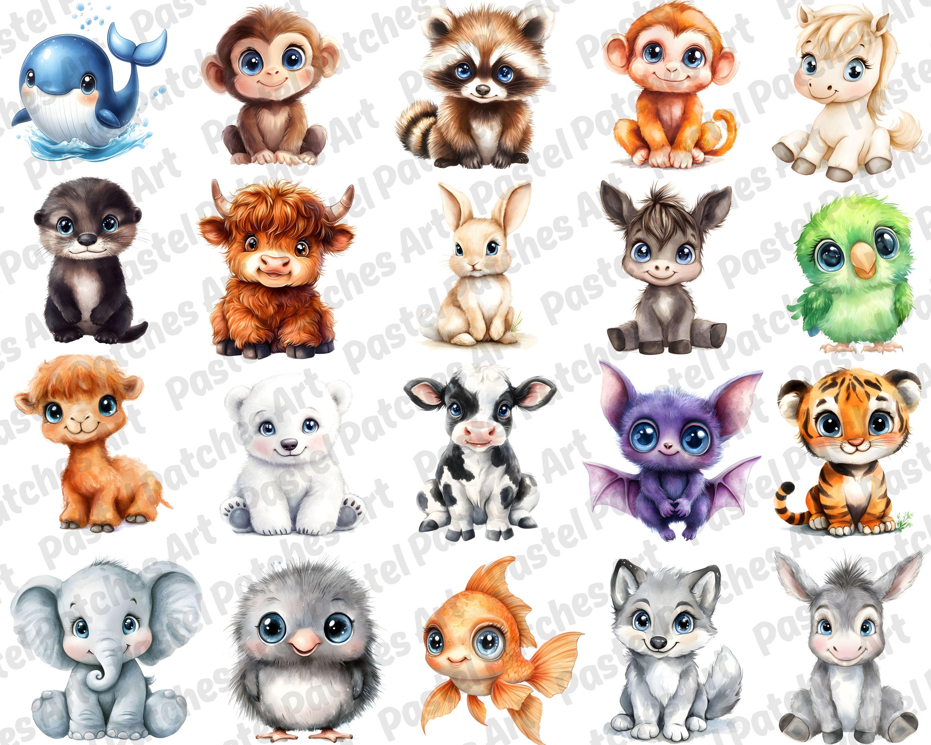 Woodland Safari Baby Animals Clipart, Watercolor Jungle Nursery Art ...