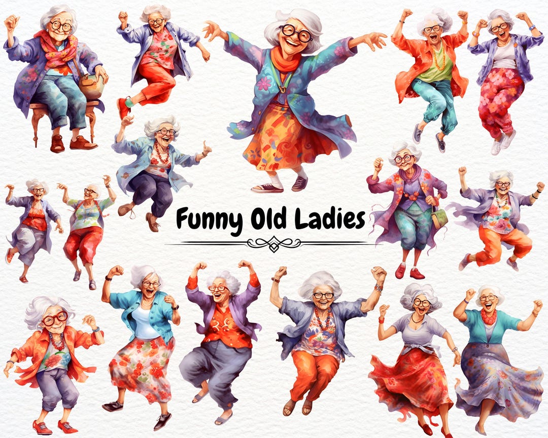 Funny Old Ladies Clipart, Crazy Old Lady Clipart, Cute Cartoon Grandma ...