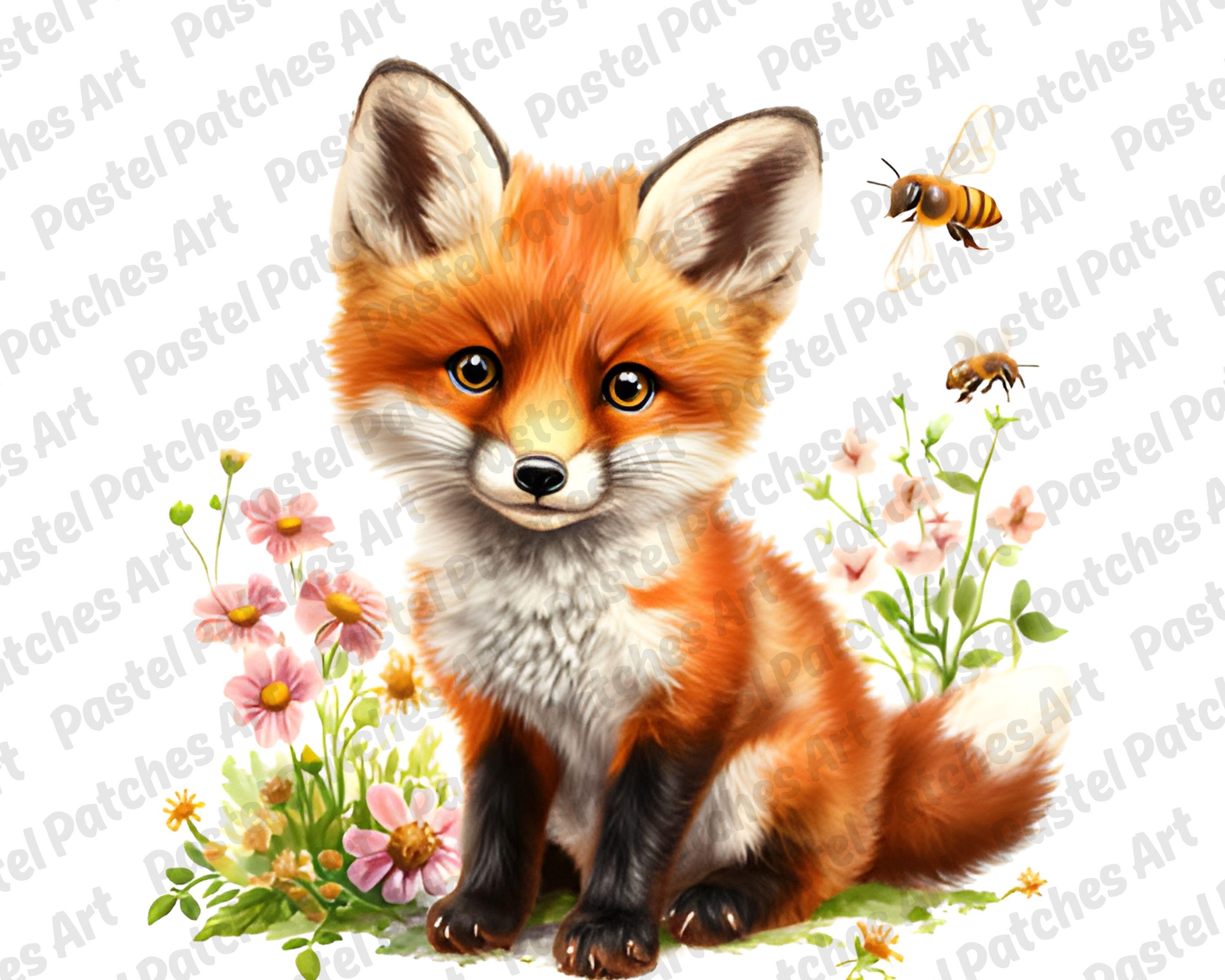 Baby Fox Clipart, Watercolor Fox PNG, Fox Graphics, Cute Nursery ...