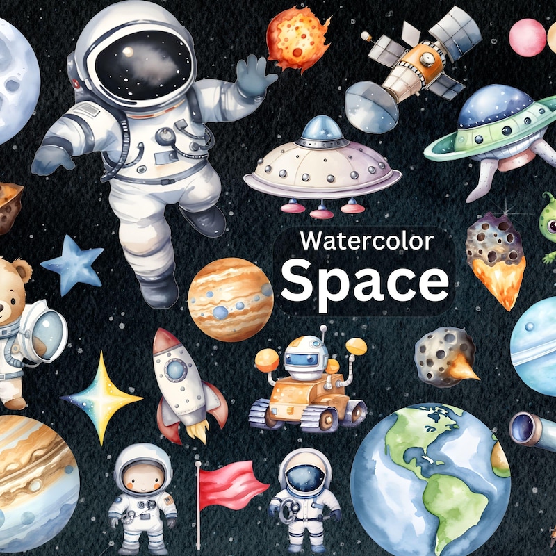 Cute Space Clipart - Etsy UK