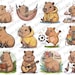 Cute Capybara Clipart PNG Bundle – 40+ Commercial Use Sublimation and ...