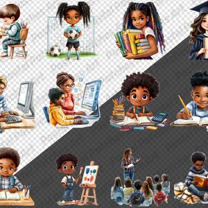Back to School Clipart, Black Teacher Clipart, Cute Afro-american ...