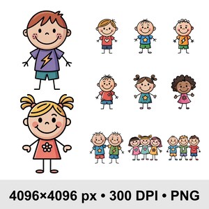 12 Stick Figure Clipart PNG Bundle | Simple Classroom & Craft Stick ...