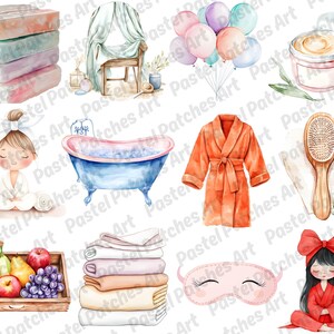 40+ Spa Day Watercolor Clipart – Cute Self-care PNG Bundle for Cricut ...