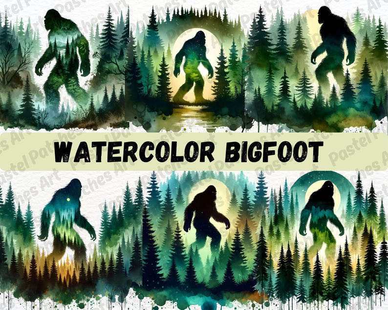 Funny Bigfoot PNG Bundle, Sasquatch Camping Clipart, Forest Cryptid ...