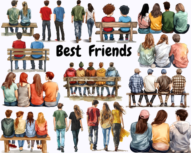 Watercolor Best Friends Clipart, Soul Mate PNG, Sisters, Friends PNG ...