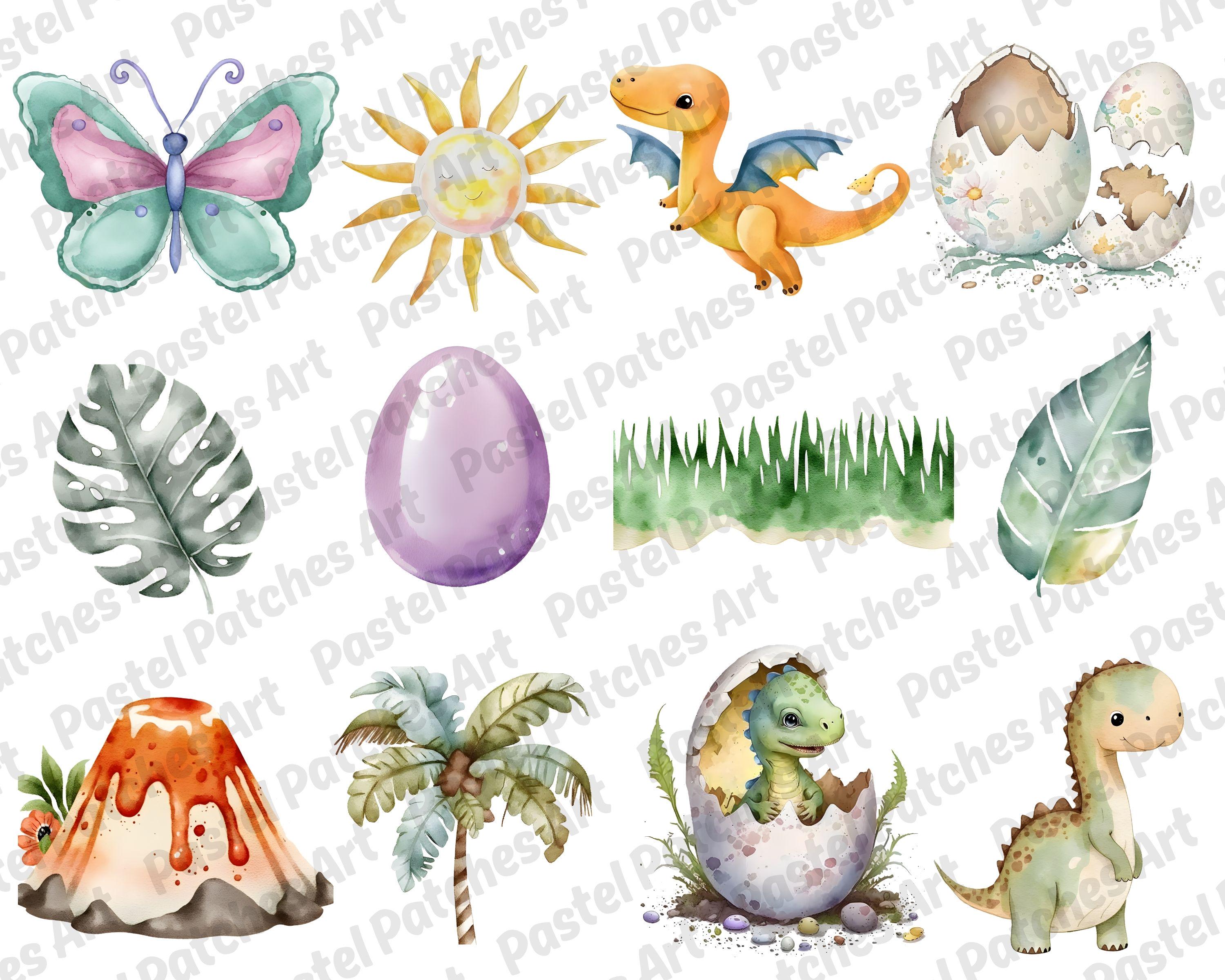 Watercolor Dinosaur Clipart PNG, Baby Boy Nursery Decor, Dinosaur ...