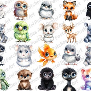 Woodland Safari Baby Animals Clipart, Watercolor Jungle Nursery Art ...